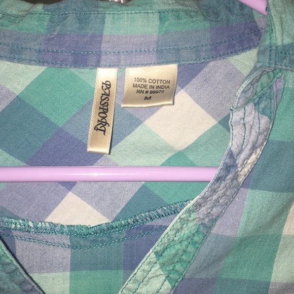 Passport | Tops | Passport Pastel Plaidcheckered Cotton Top | Poshmark